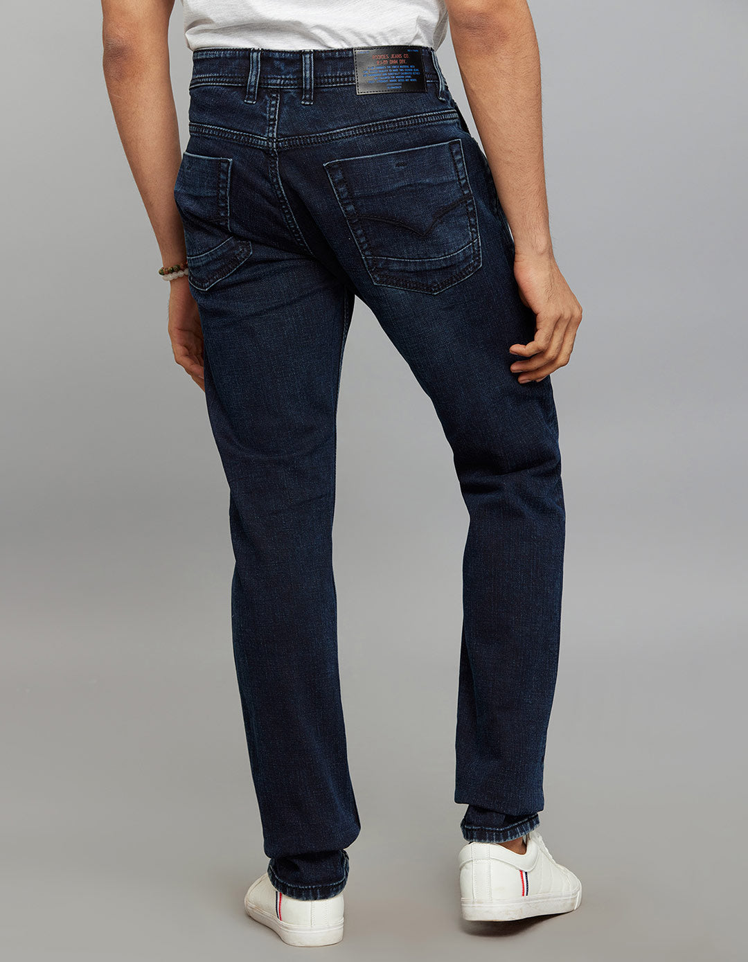 Dark Blue 5 Pocket Mid-Rise Slim Straight Fit Stretch Jeans – ROOKIES