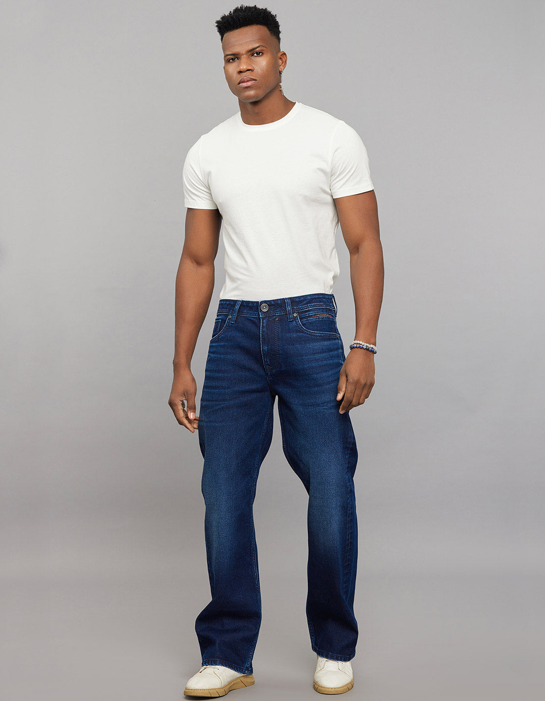 Dark Blue 5 Pocket Midrise Loose Fit Stretch Jeans – ROOKIES