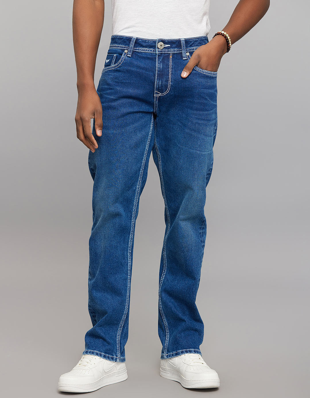 Medium Blue Midrise, Comfort And Straight Fit Stretch Jeans – ROOKIES