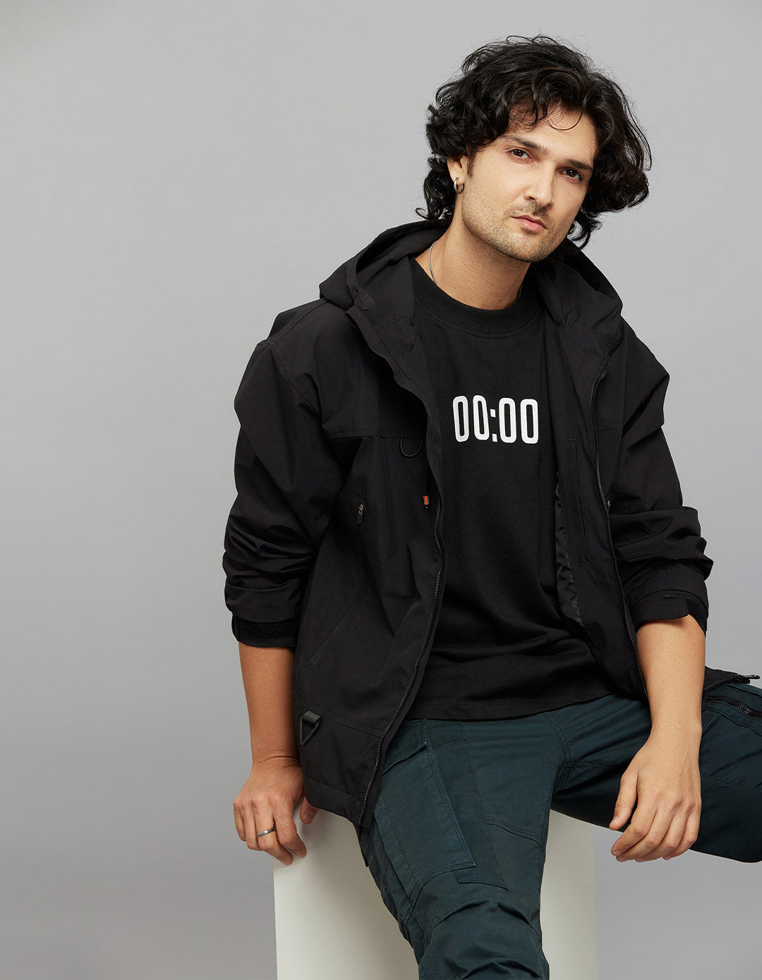 Black Zipper Front Closure Long Sleeves Utility Jacket – ROOKIES