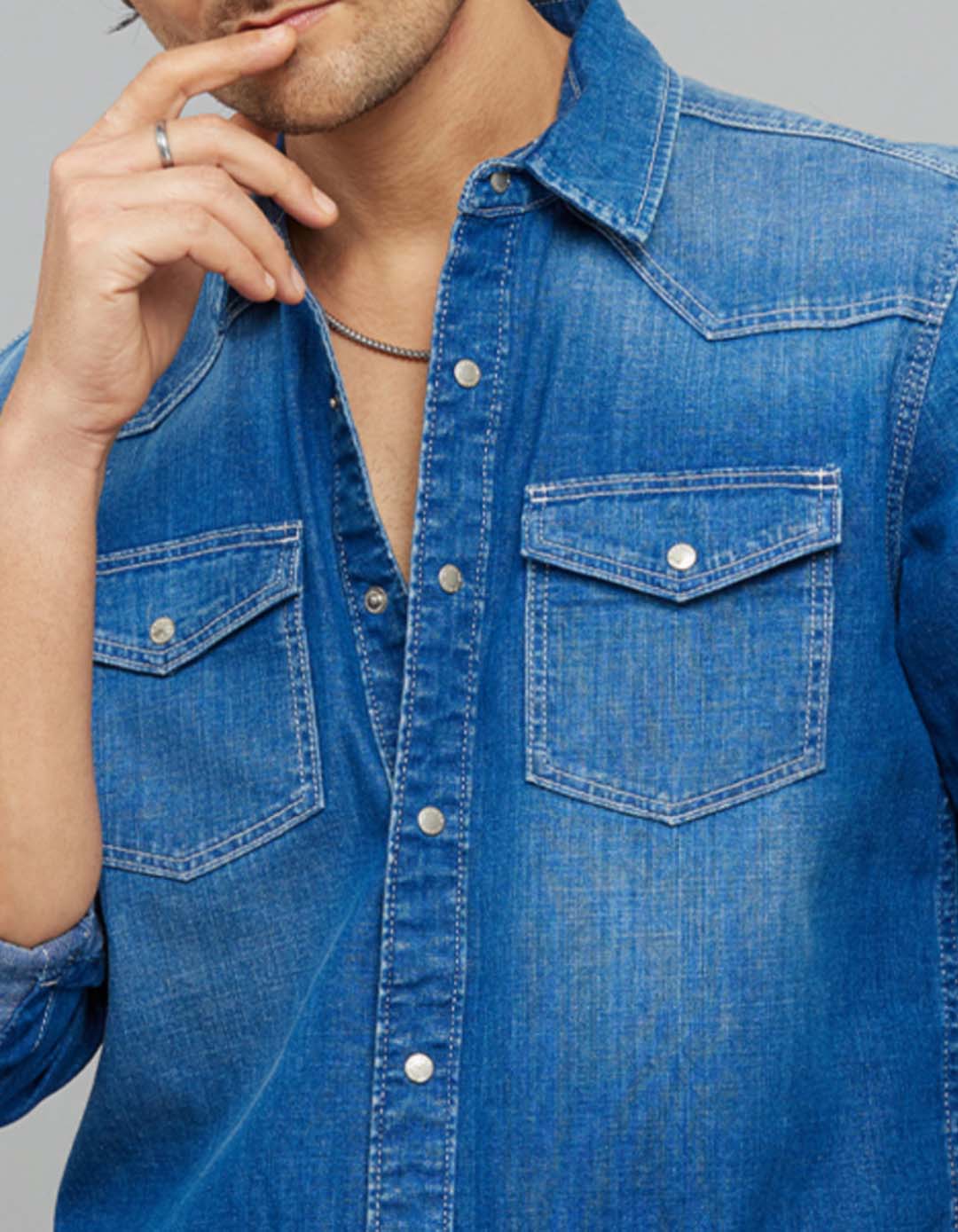 Medium Blue Full Sleeves Denim Shirt – ROOKIES