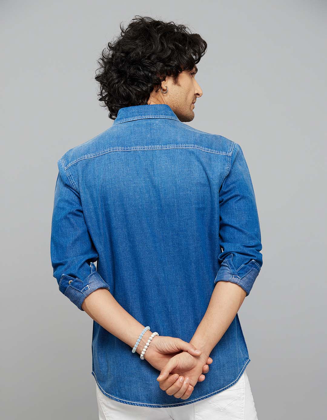 Medium Blue Full Sleeves Denim Shirt – ROOKIES